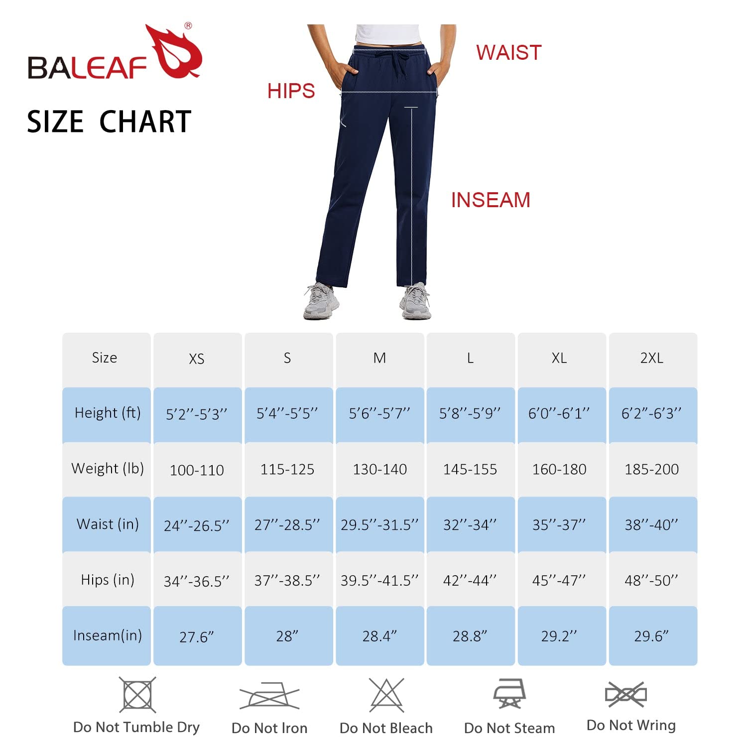 BALEAF Women's Fleece Lined Pants Winter Sweatpants with Zipper Pockets Running Hiking Lounge Navy M