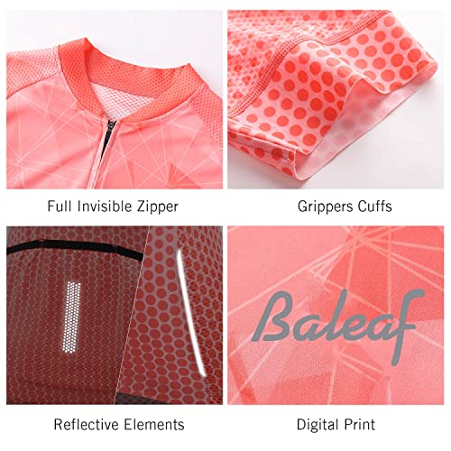 BALEAF Women's Cycling Bike Jersey Short Sleeve Breathable Bicycle Shirt 4 Rear Pockets UPF 50+ Orange M