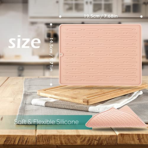 GeeRic Dish Drying Mats, Heat-resistant Silicone Mat for Kitchen Counter, Non-Slip Dish Dry Mat Dishwasher Safe Large, Pink