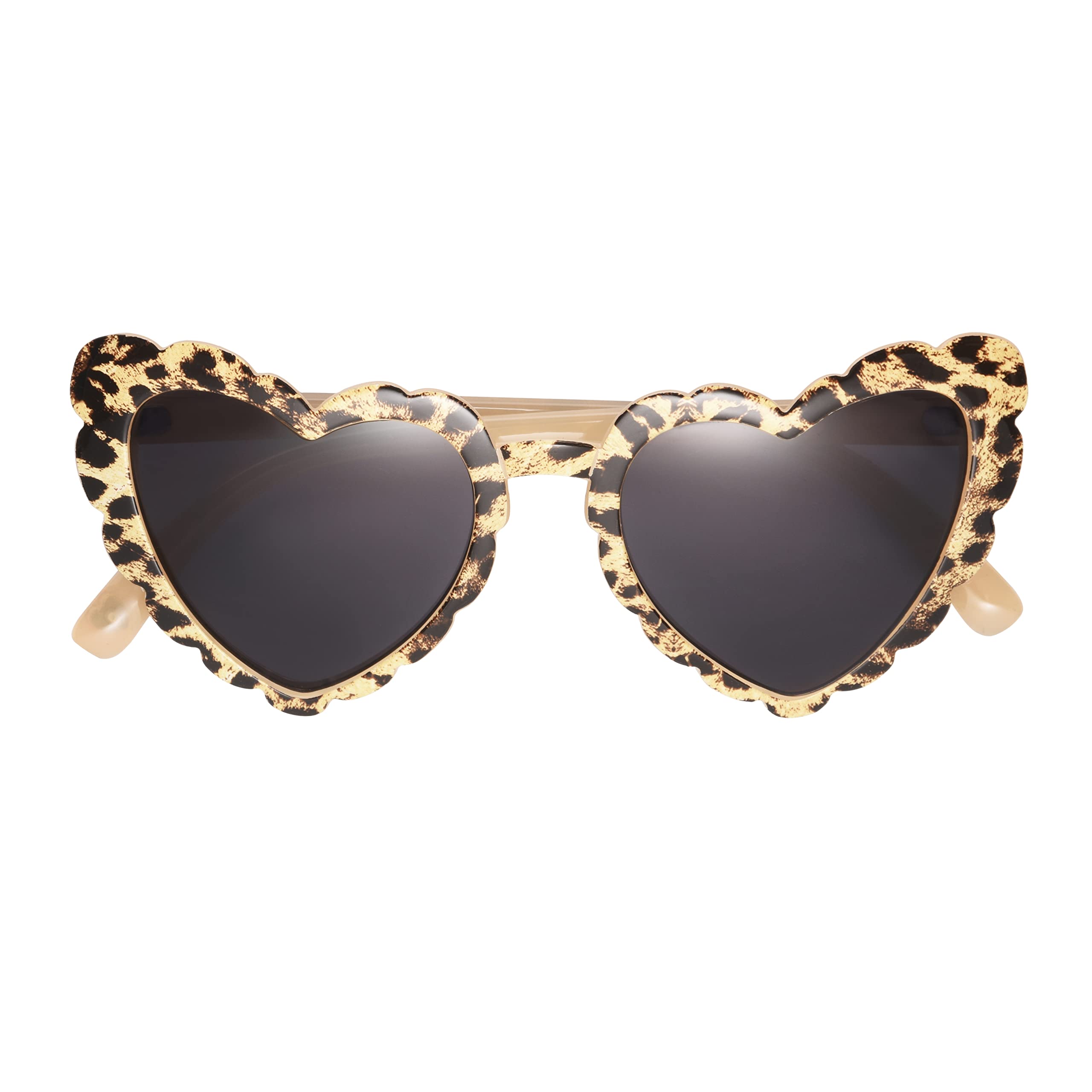 Betsey Johnson Women's Queen of Hearts Sunglasses Heartshape, Beige/Brown Leopard, 53mm