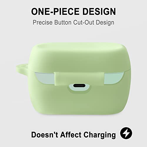 Geiomoo Silicone Case Compatible with Jabra Elite 4 Active, Protective Cover with Carabiner (Luminous Green)
