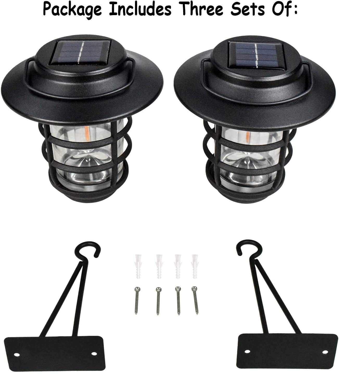 Home Zone Security Solar Decorative Glass Wall Lantern Light No Wiring 6 Set