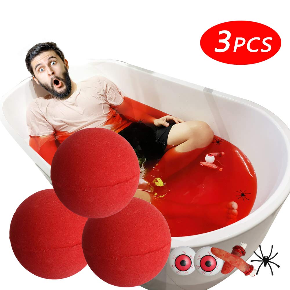 Bath Bomb Gift Idea, with 2 Red Chreey 2 Green Witch Soup 2 Purple Zombie, 8 Floating Spiders, 2 Floating Spider webs, 1 Injured Floating Finger, 1 bat, 1 Big Spider,2 Floating Eyes, 1 Storage Bag