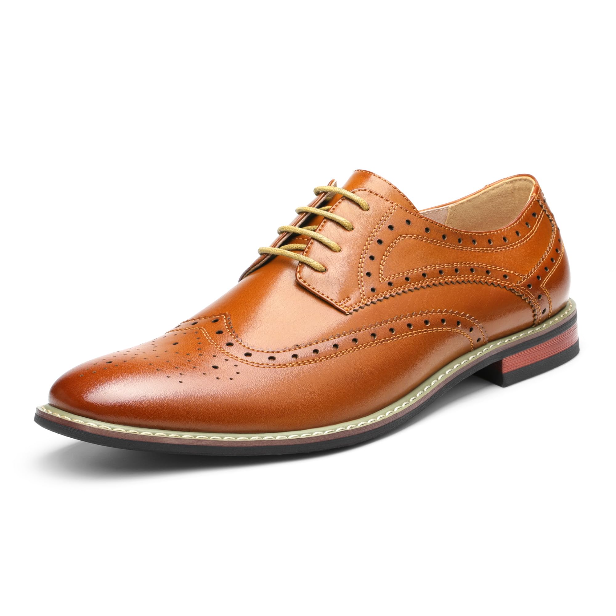 Bruno HOMME MODA ITALY PRINCE Men's Classic Modern Oxford Wingtip Lace Dress Shoes,PRINCE-3-BROWN,12 D(M) US