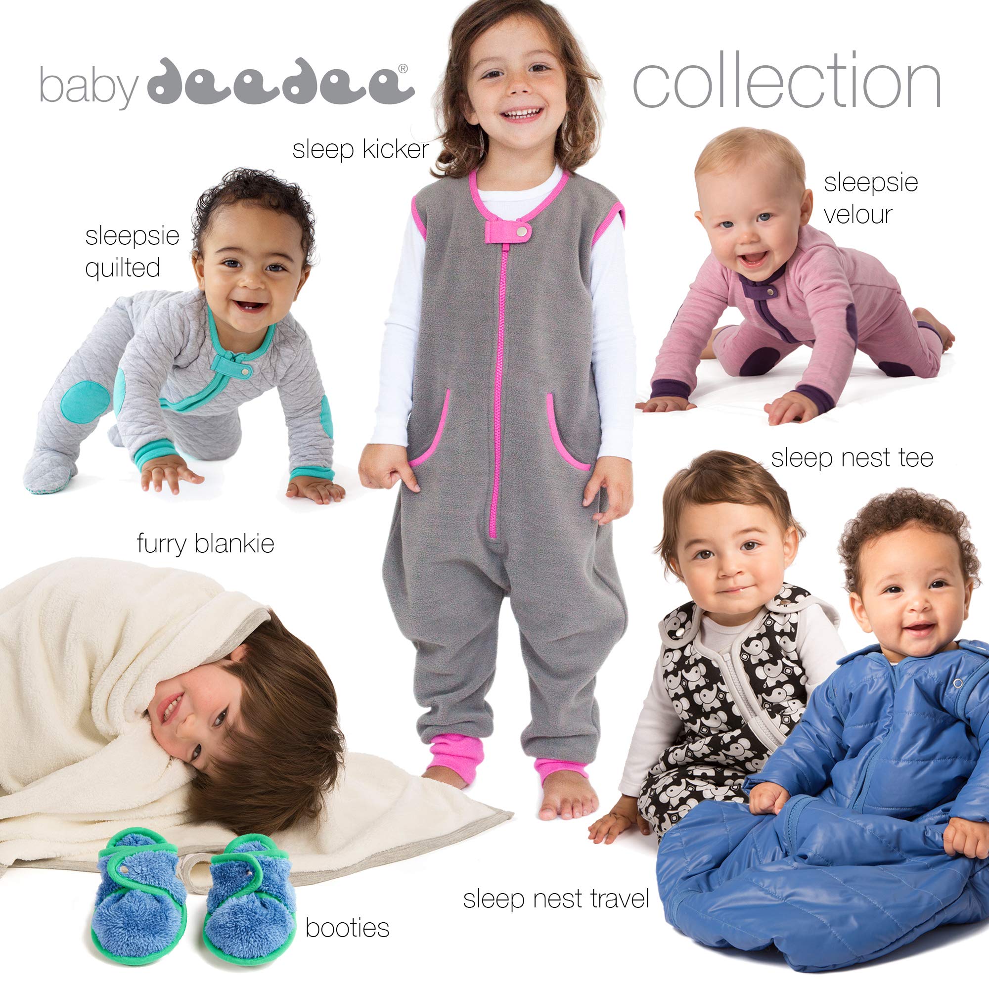 baby deedee Sleep Nest Travel Quilted Baby Sleeping Bag Sack with Sleeves, Gray Skies, Medium (6-18 Months)