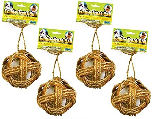 Ware Manufacturing (4 Pack) Willow Edible Small Pet Ball Chew Treat, 4-Inch