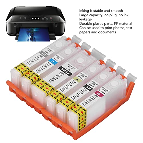 Cartridge Combo Pack, Ink Cartridge Set Reusable 6PCS Clear Printing for Replacement (350-351)