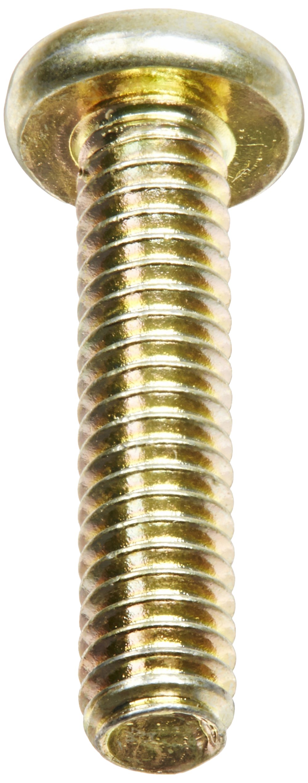 Small Parts 0616MPPY Steel Pan Head Machine Screw, Yellow Zinc Plated, Meets ASME B18.6.3, #2 Phillips Drive, #6-32 Thread Size, 1" Length, Fully Threaded, Import (Pack of 100)