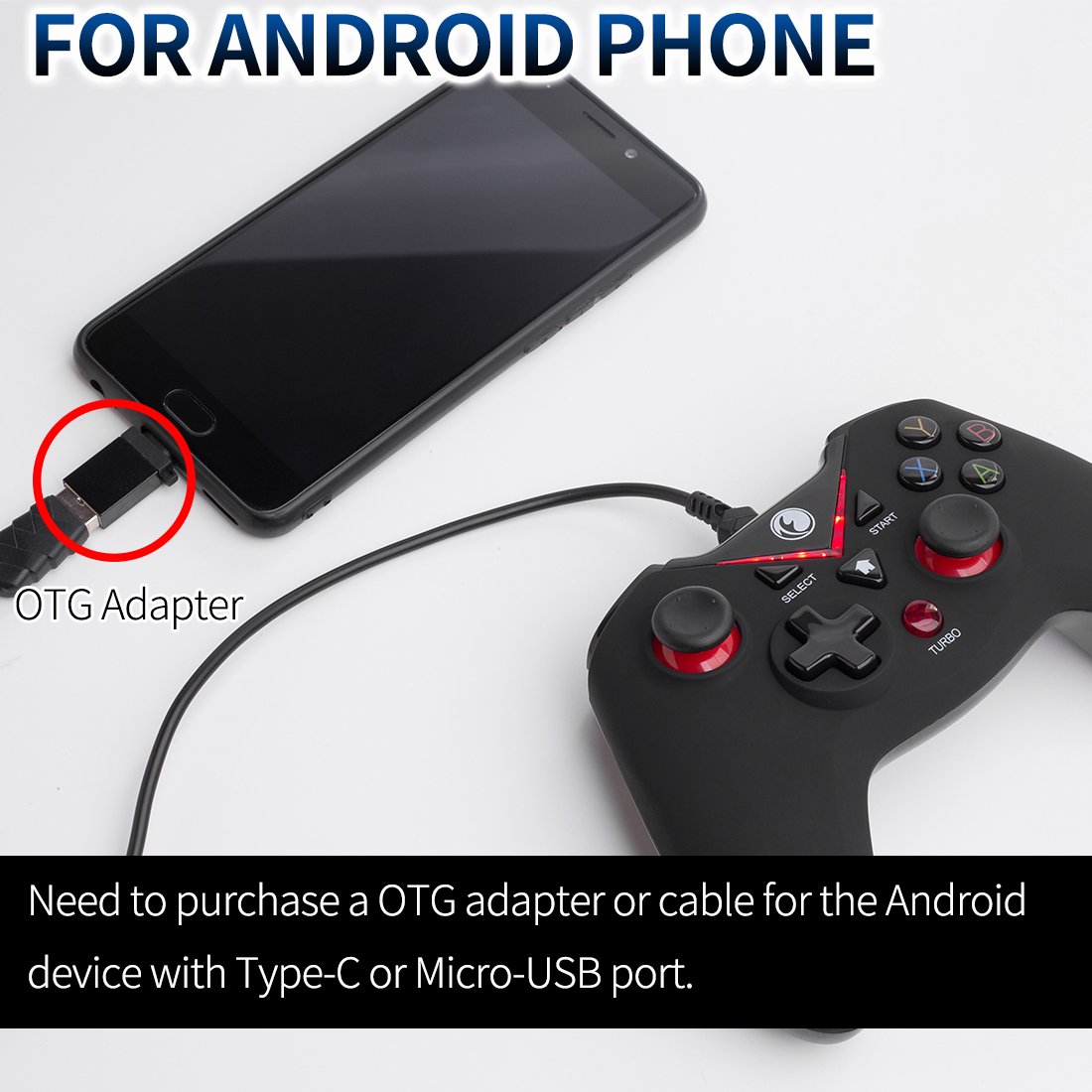 IFYOO V-one Wired USB Gaming Controller Gamepad Joystick for PC (Windows XP/7/8/10/11) & Steam & Android & PS3 - Red