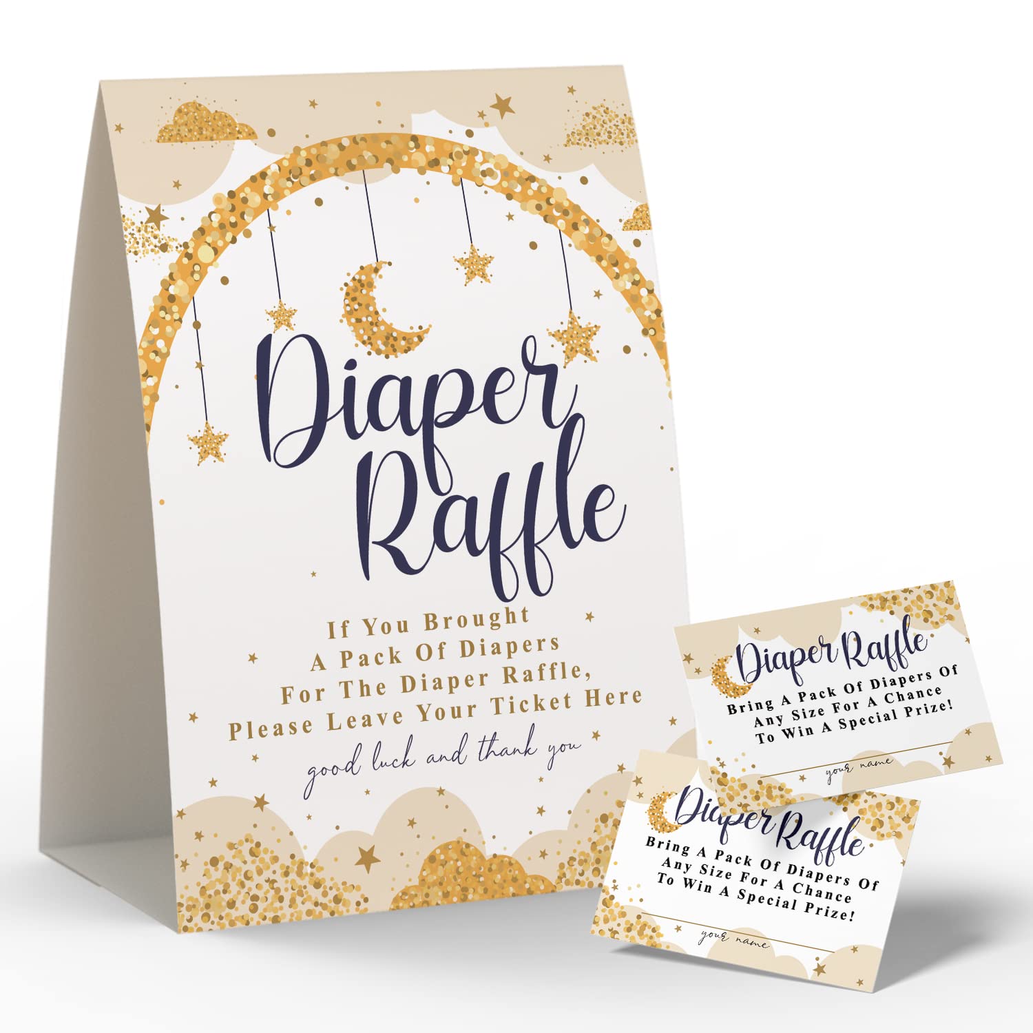 Diaper Raffle Tickets for Baby Shower Sign,Baby Shower Invitations with Diaper Raffle Cards - Baby gender neutral tickets(1 Sign with 50 Raffle Tickets) Toctose001