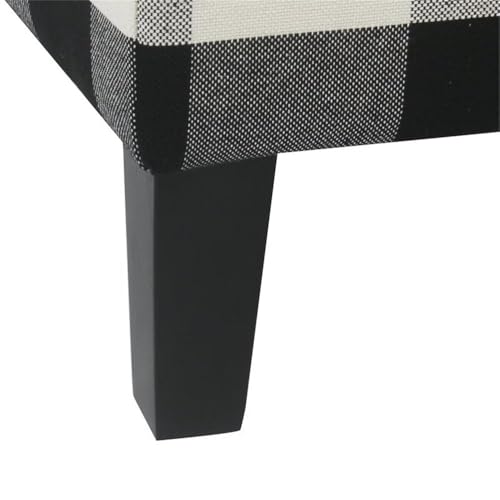HomePop Large Upholstered Rectangular Storage Ottoman Bench with Hinged Lid, Black Buffalo Plaid