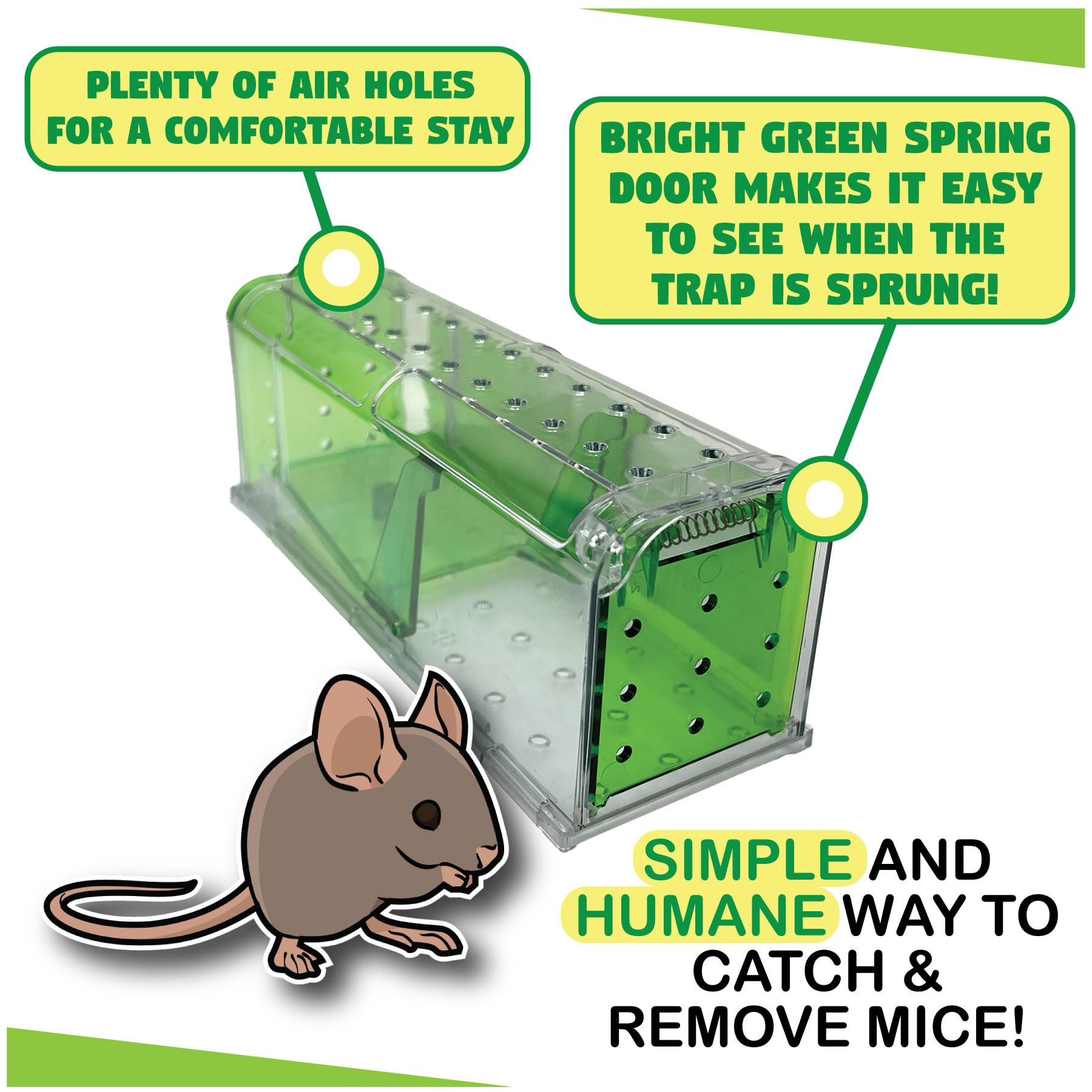 Billy Bob 2 pk Catch and Release Mouse Trap. Patented. Easy and Humane Way to Remove Mice. Effective no-Kill Mouse Trap.