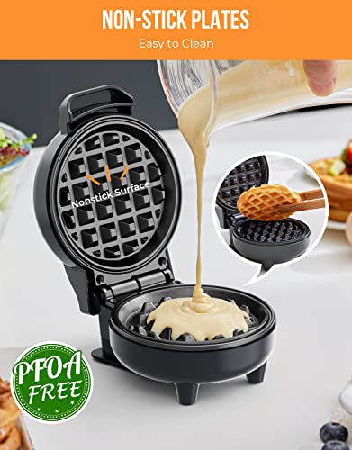Mini Waffle Maker, Small Waffles Iron Keto Chaffles Single Compact Design Nonstick, Breakfast, Snacks, Hash Browns, 4 Inch Gray 550W BLAZANT