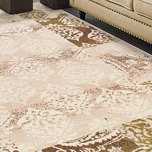 SUPERIOR Mystique Modern Geometric Paisley Polypropylene Indoor Area Rug, 8x10, Beige