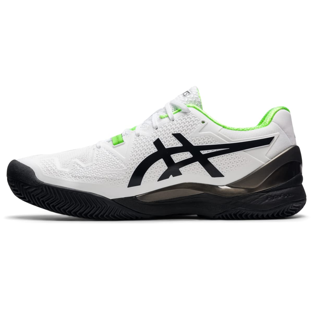 ASICS Men's Gel-Resolution 8 Clay Tennis Shoes, 7.5, White/Green Gecko