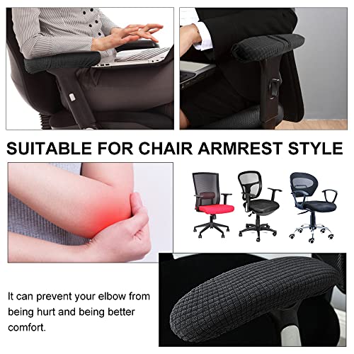 Betinyar 4 Pieces Removable Office Chair Armrest Slipcovers, Elastic Office Chair Arm Covers, Washable Office Chair Armrest Cover Pads, Stretch Armrest Cover (Black)