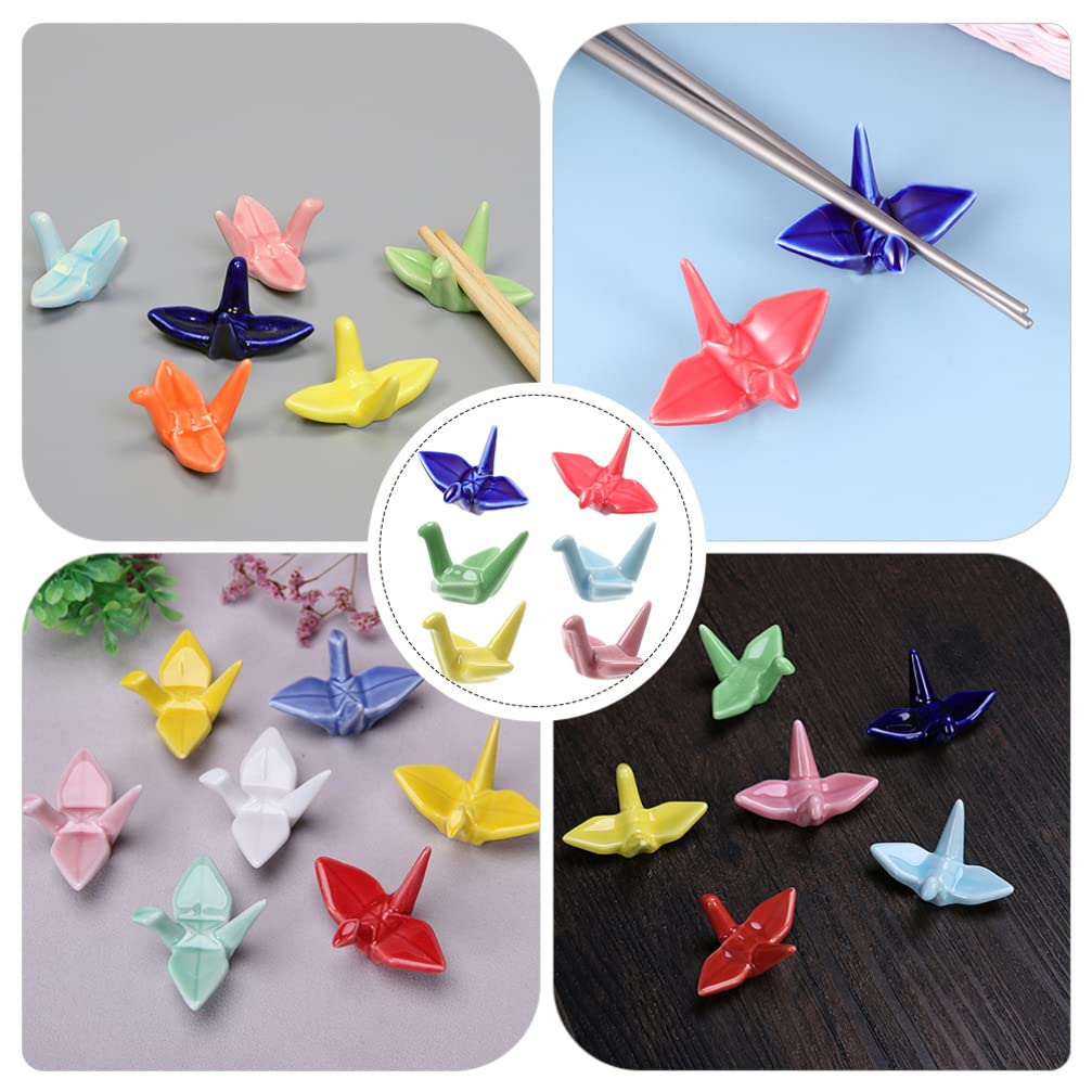 BESPORTBLE 6pcs Porcelain Chopstick Rest Ceramic Chopsticks Holder Origami Crane Chopsticks Stand Rest for Spoon Fork Tableware
