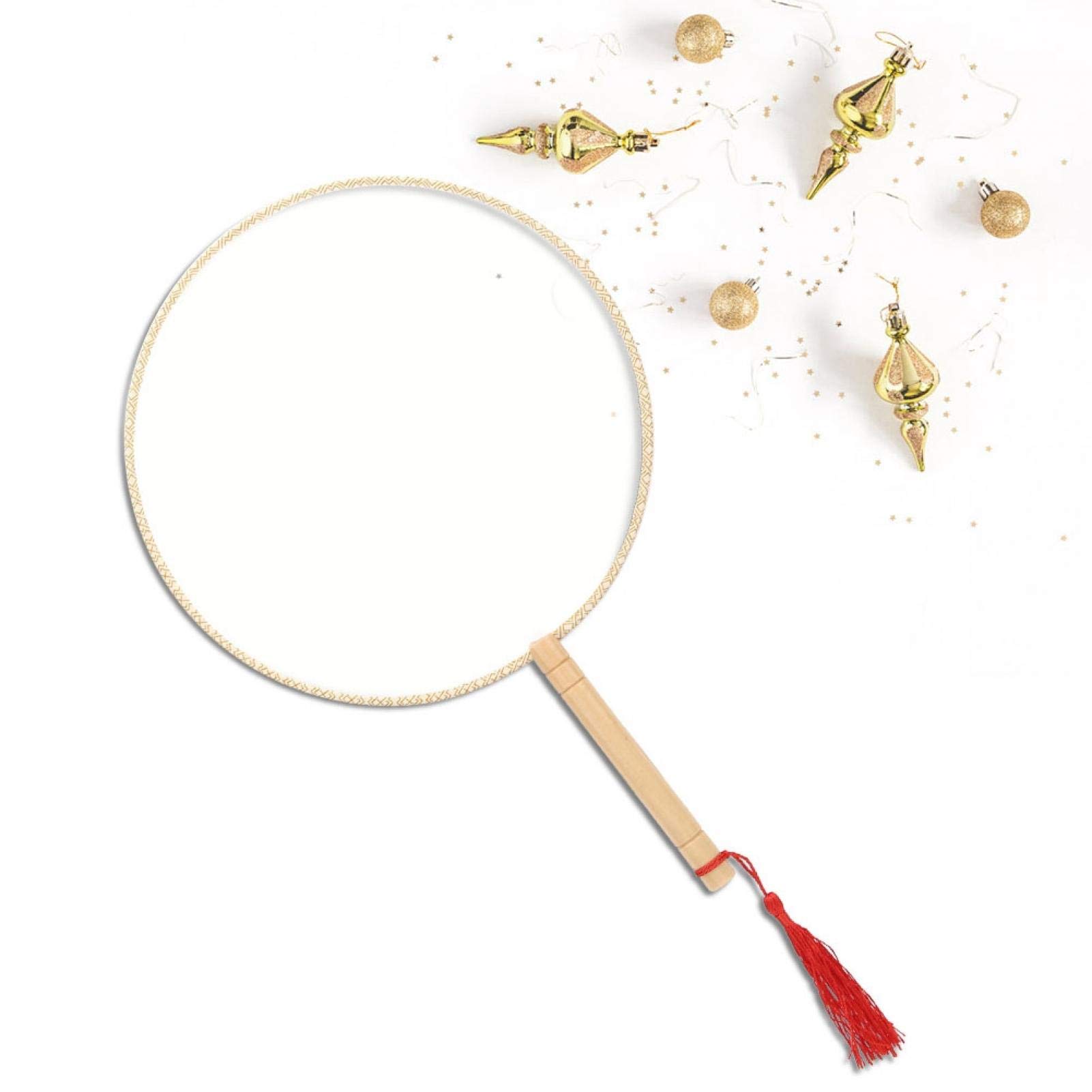 Beufee 2 Pack Chinese Hand Fan, DIY Chinese Round Fan Chinese Ancient Style Court Blank Hand Fan Chinese Style Silk Fan for Women Dance Wedding Translucent Silk