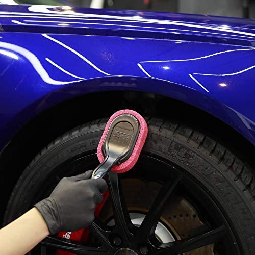 SGCB Pro Tire Shine Applicator Brush, Tire Dressing Applicator Sponge Brush Sandwich-Layer Compound Solution Saving Curved Handle Easy Grip Auto Detailing Brush Boat Wax Foam Applicator