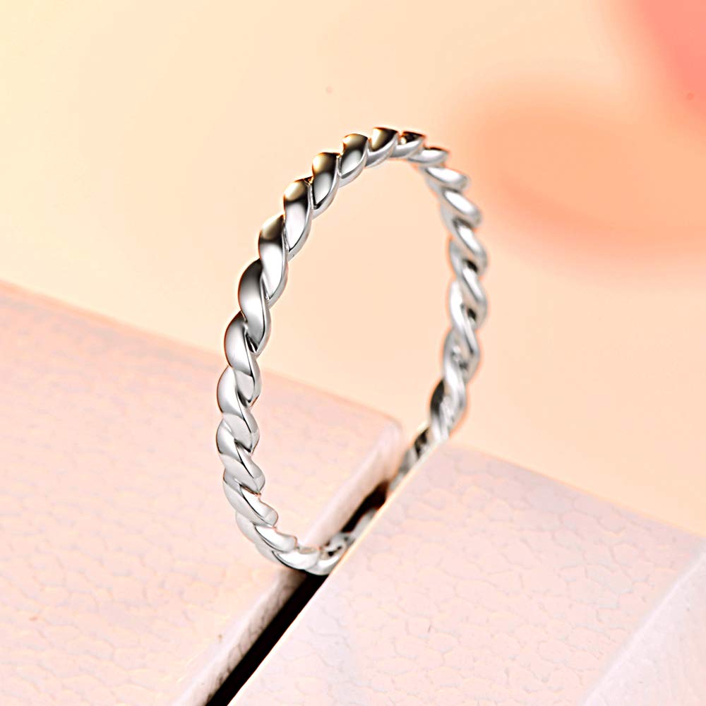 AVECON Silver Ring for Women, 925 Sterling Silver Engagement Wedding Promise Band Ring Simple Design Best Gift for Her Size 8