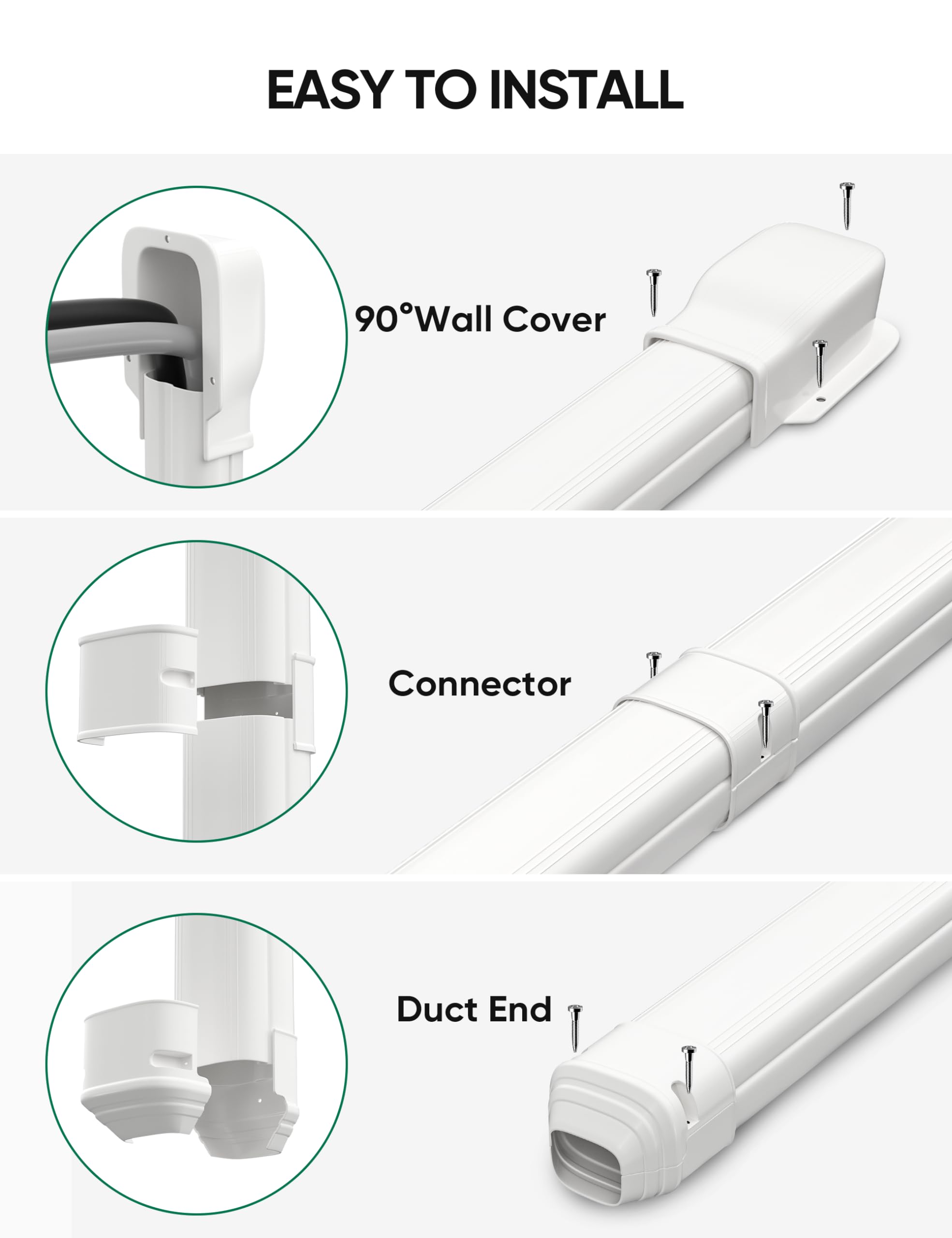 Plusluck 4" 7.5Ft Mini Split Line Set Cover Kit PVC Decorative Pump Covers AC Line Cover for Outside Units Air Conditioners & Heat Pump