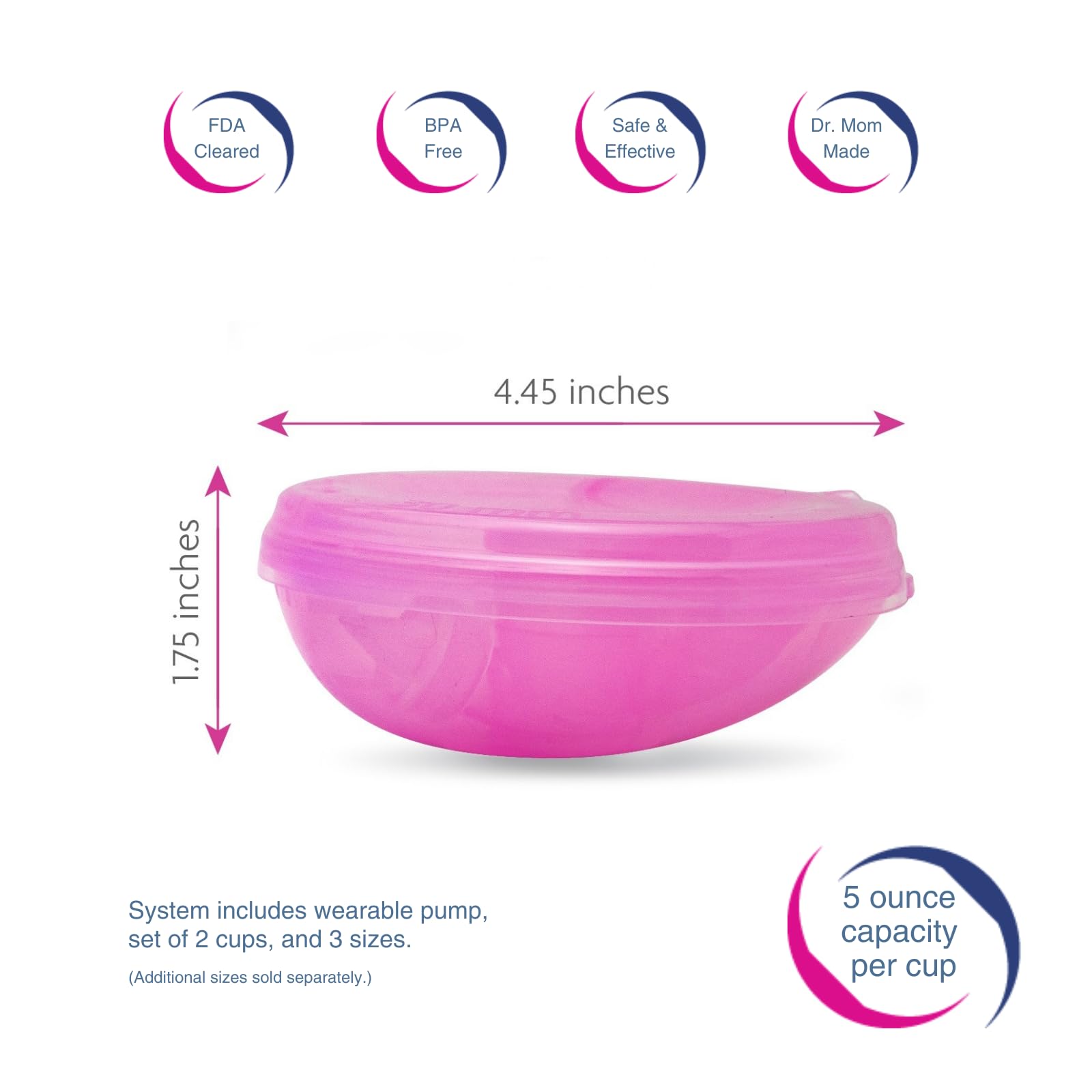 Freemie Rose Premium Hands-Free Wearable Breast Pump System | Quiet Rechargeable Mobile Breast Pump | Ultra-Discreet in-Bra Pink Cups | 3 Sizes Included