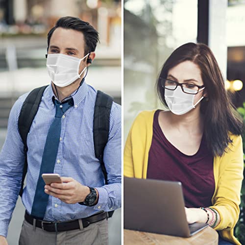 Wecolor 100 Pcs Disposable 3 Ply Earloop Face Masks, Suitable for Home, School, Office and Outdoors (White)