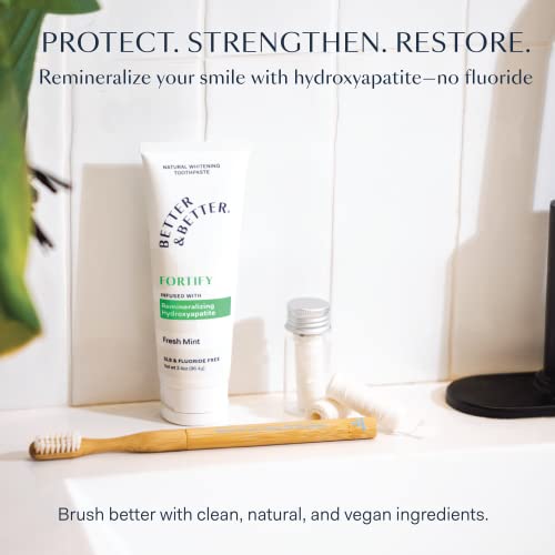 Better & Better Fortify Toothpaste | Fluoride & SLS Free Hydroxyapatite Toothpaste | 1CT Mini Tube | Remineralizing Toothpaste for Sensitivity w/Organic Mints | Vegan & Whitening Sensitive Toothpaste