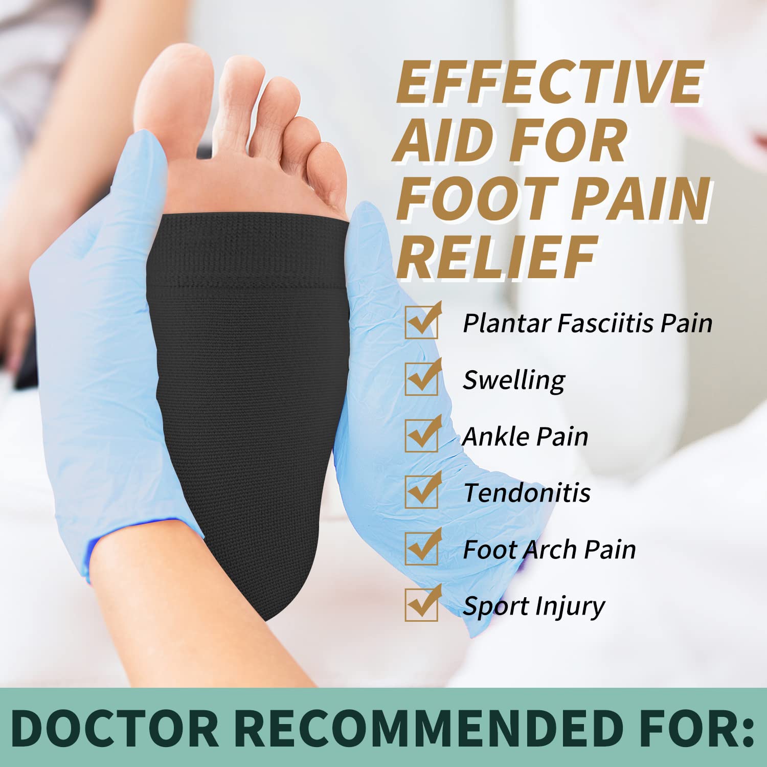 BLUEENJOY 2 Pack Ankle Brace Compression Support Sleeve - 8-15mmHg Best Open Toe Compression Socks for Plantar Fasciitis, Arch Support, Foot & Ankle Swelling