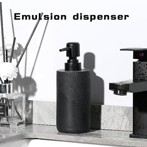 Bathroom Accessories Set, 5PCS Modern Bathroom Accessory Set with Tray, Mouthwash Cup & Toothpaste Holder & Qtip Holder, Soap Dispenser (Black)
