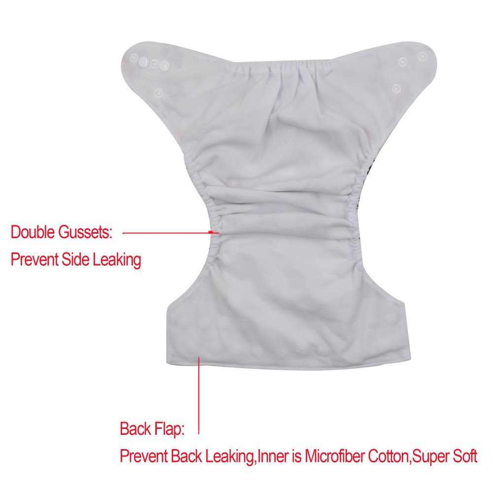Ohbabyka Reusable Washable Baby Boys/Girls Pocket Cloth Diapers with 1pc Insert (Penguin+1 Insert)