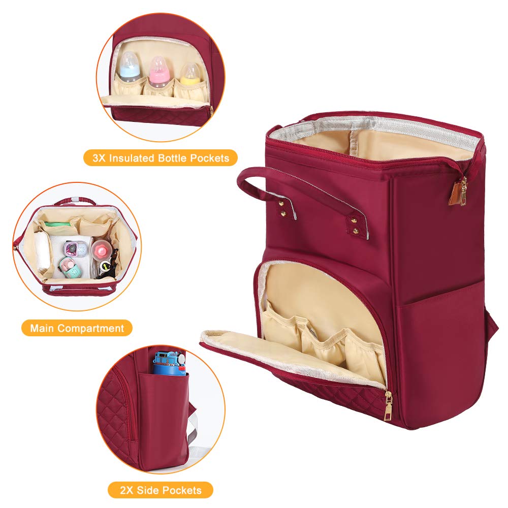 Better Chance Diaper Bag Backpack, Red