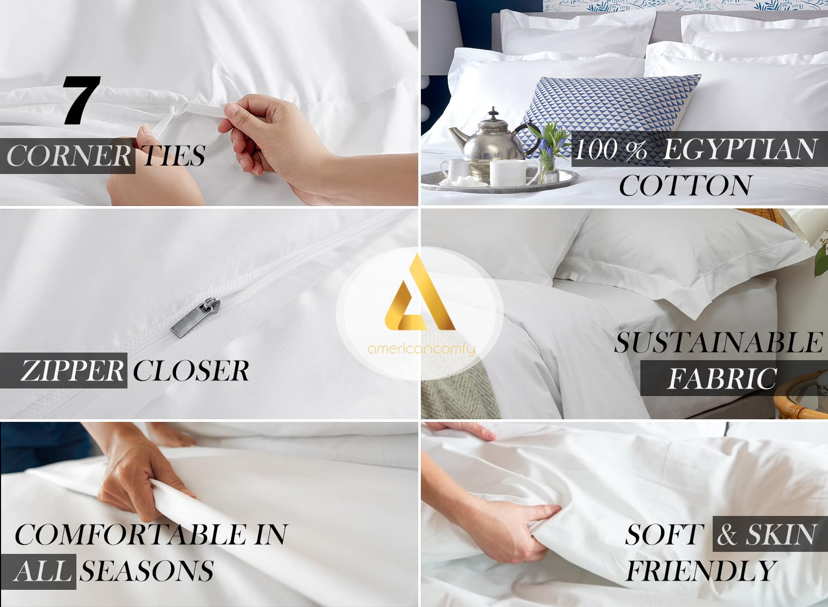 Duvet Cover Set Queen 600 TC Luxury Soft Brushed 3pcs with Elegant 3-Line Embroidery 1Duvet Cover & 2Pillow Sham with Zipper Closure, for All Seasons Taupe Solid by Americancomfy