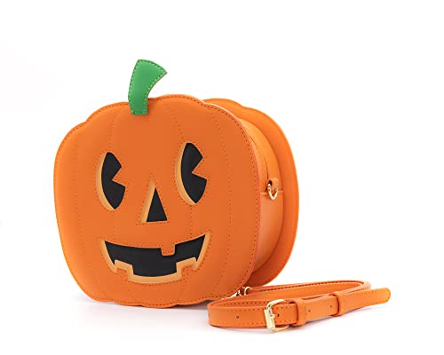 Bewaltz PU Leather Adjustable Strap and Zipper Closure Virtual Pet Novelty Bag - Holiday (Jack-O-Lantern)