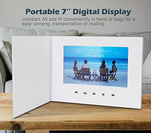 LuguLake 7" Video Greeting Card,Video Brochure for Father's Day Mother's Day, Christmas, Anniversary, Marketing Include 4G Memory and Rechargeable Battery LCD Screen Digital Brochures