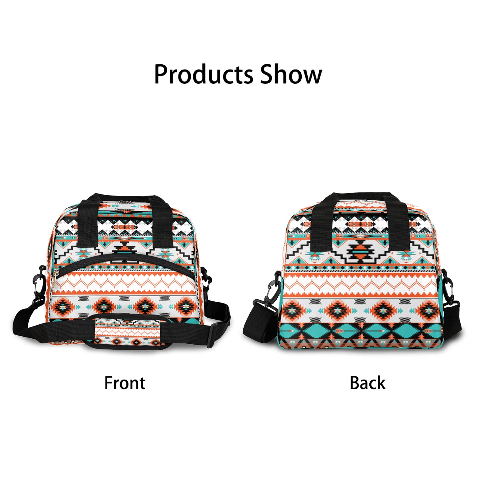 Bardic Aztec Geometric Lunch Bag, Oxford Material, Leakproof and Insulated, 11.8L x 7W x 10.2H