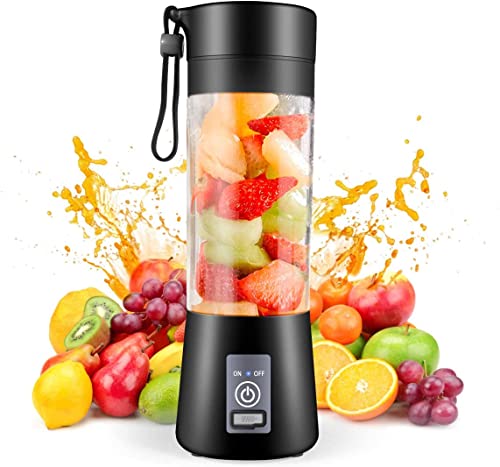 Portable Blender, Personal Blender for Shakes and Smoothies, Personal Size Blenders with USB Rechargeable Mini Fruit Juice Mixer, Mini Juicer Smoothie Blender Bottles Travel 380ML, Blue