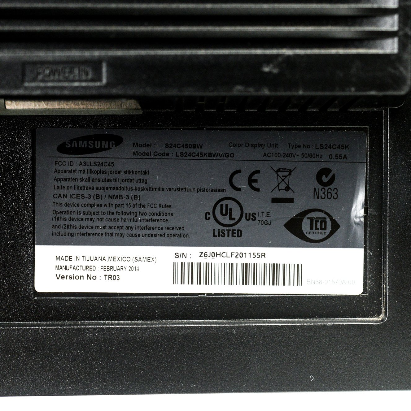 Samsung S24C450BW Series 4 24" 1920 x 1200 WUXGA 1000:1 LED Business Monitor