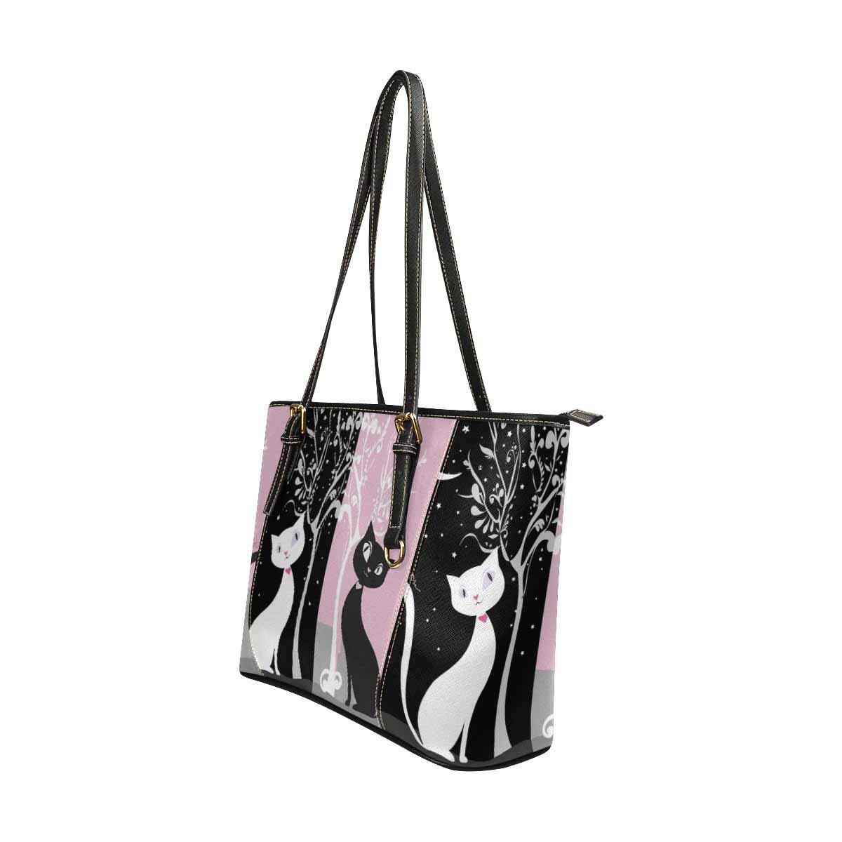 InterestPrint Tote Bags Women's PU Leather Handbags Ladies Shoulder Bag Valentine's Day Lover Cats