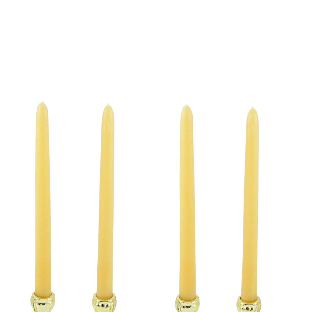 Candlestock Half Inch Beeswax Taper Candle Bundle - 2 Pairs of 1/2" All Natural USA Beeswax Taper Candles (Natural Beeswax, 6 Inch)