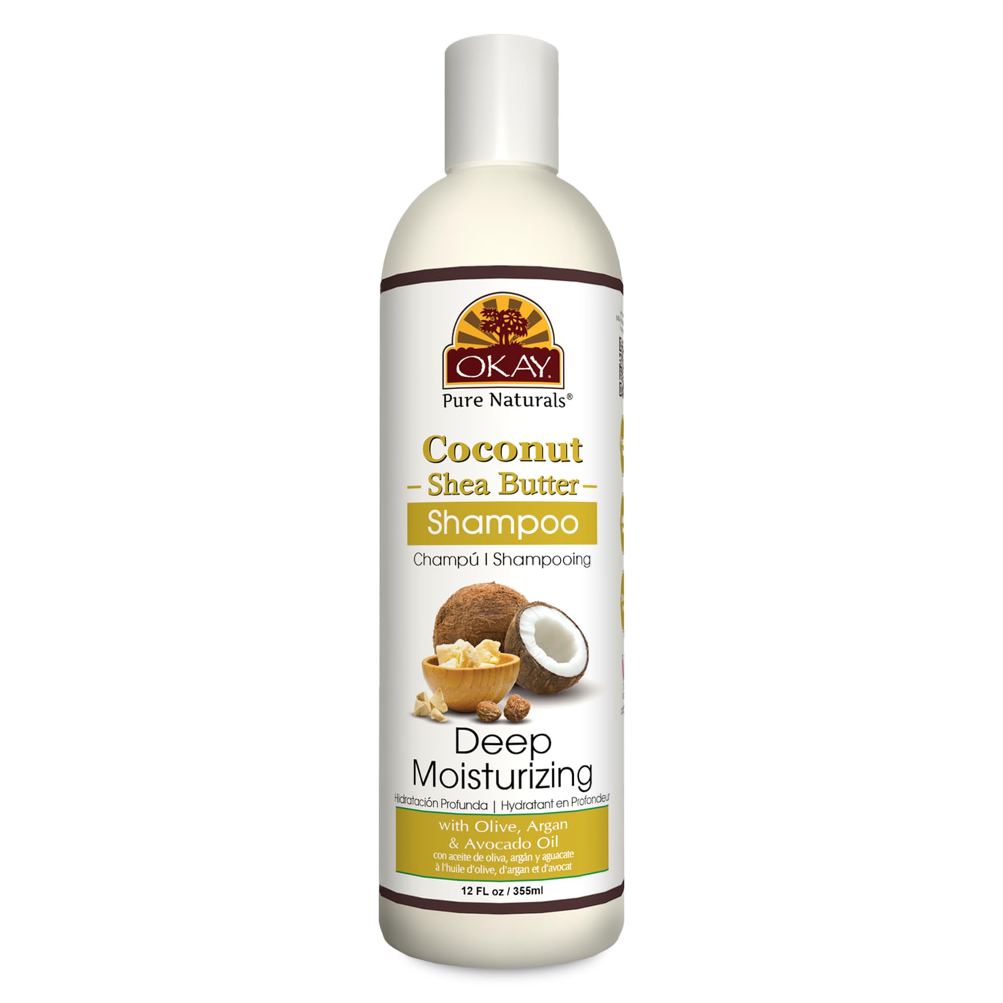 OKAY Coconut&Shea Butter Shampoo Helps Fortify,Strengthen,and Revitalize Hair Sulfate,Silicone,Paraben Free For All Hair Types and Textures Made in USA 12oz