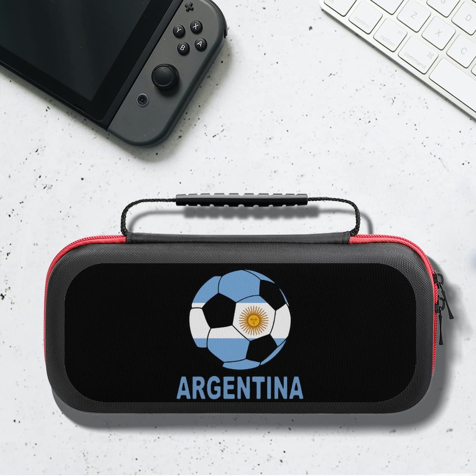Argentina Soccer Football Carry Case Storage Bag Switch Travel Shell Pouch for Accessories and Games
