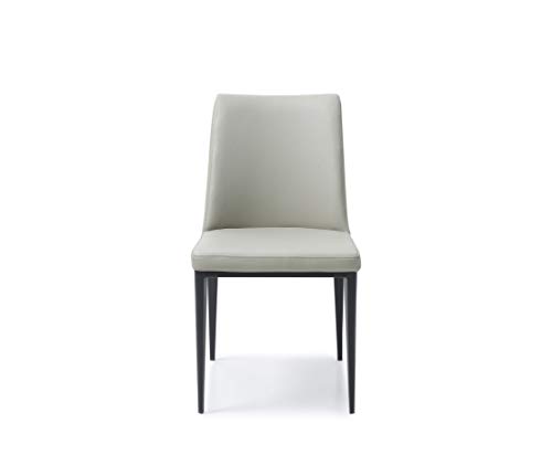 Whiteline Modern Living Gray Carrie Dining Chair, Light Faux Leather, Black Legs, Set of 2