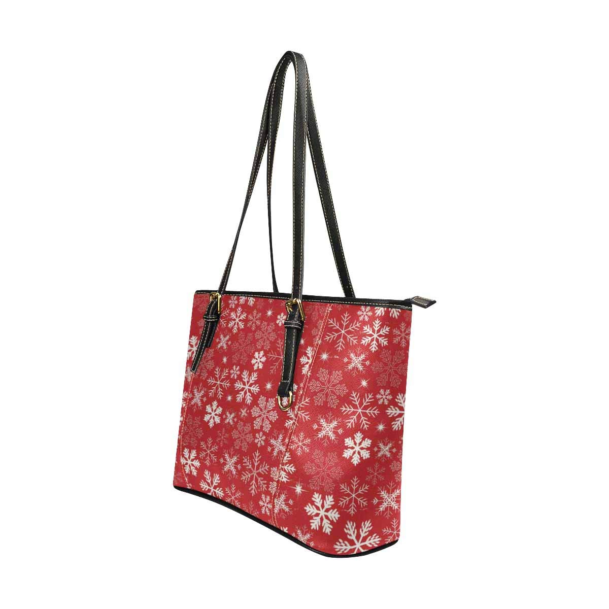 InterestPrint Women Handbags Shoulder Bags Tote PU Leather Handbags White Winter Snowflakes