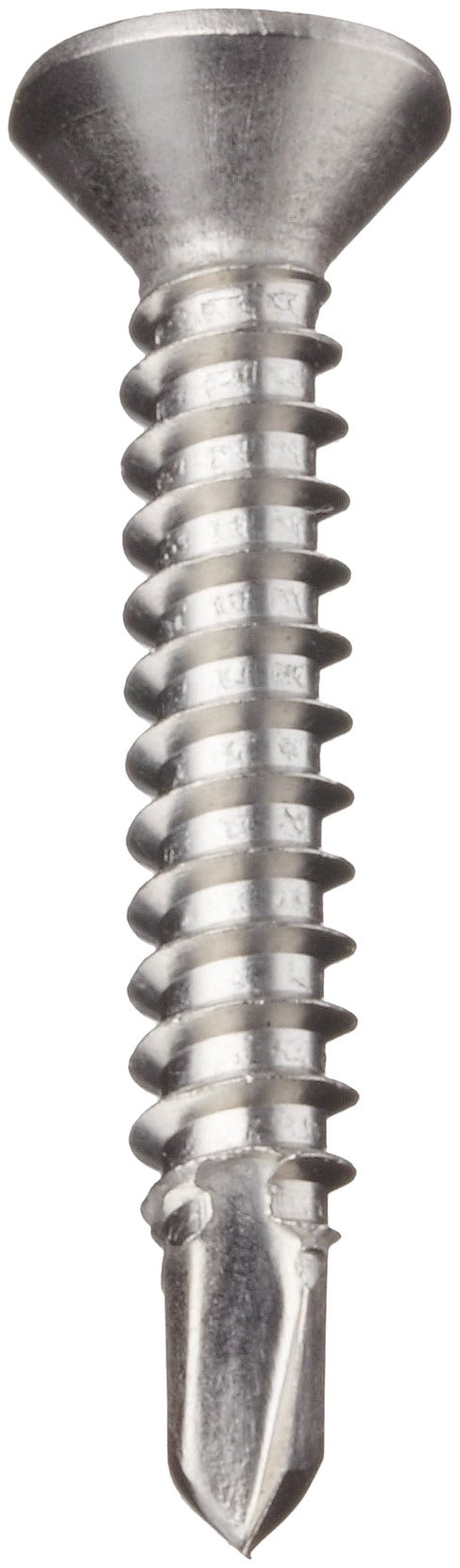 Small Parts Stainless Steel Sheet Metal Screw, Plain Finish, Flat Head, Phillips Drive, Self-Drilling Point, 3/4" Length, #6-20 Threads (Pack of 100)