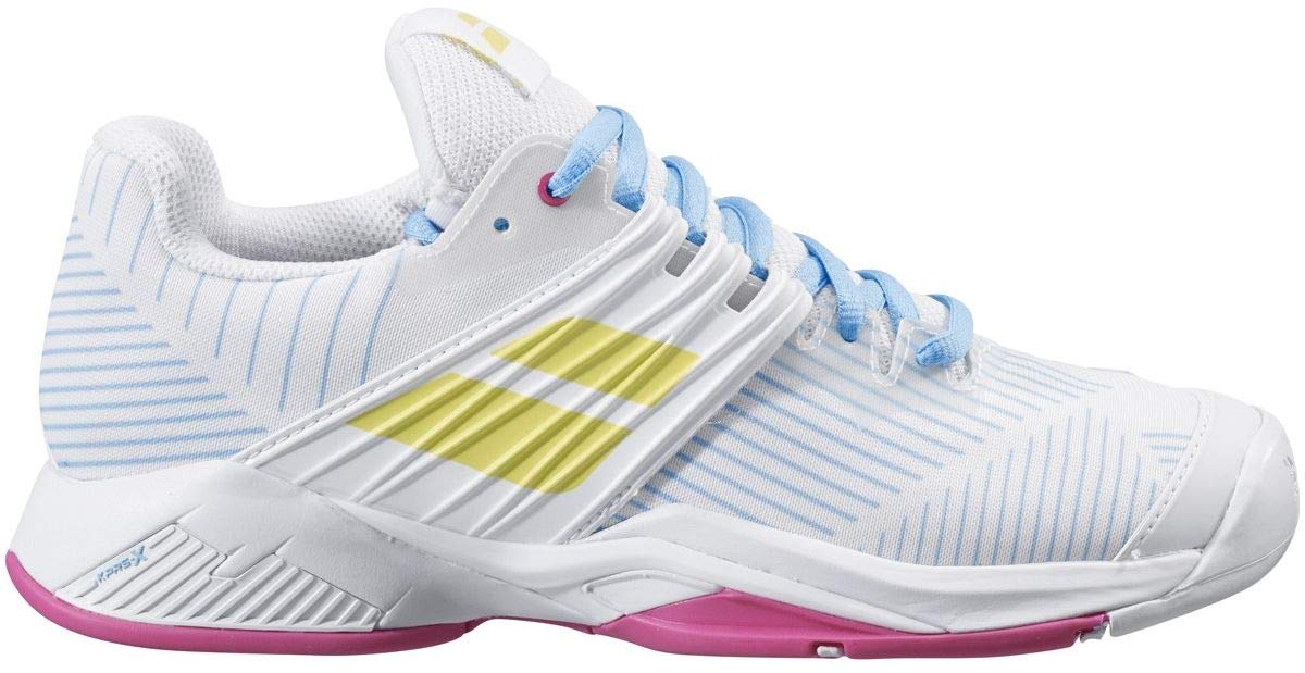 Babolat Women's Propulse Fury All Court Tennis Shoes (White/Sulphur Spring, 9.5)