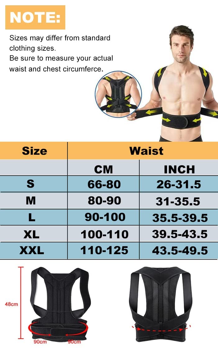 Back Brace Posture Corrector for Women and Men Back Lumbar Support Shoulder Posture Support for Improve Posture Provide and Back Pain Relief (Medium)