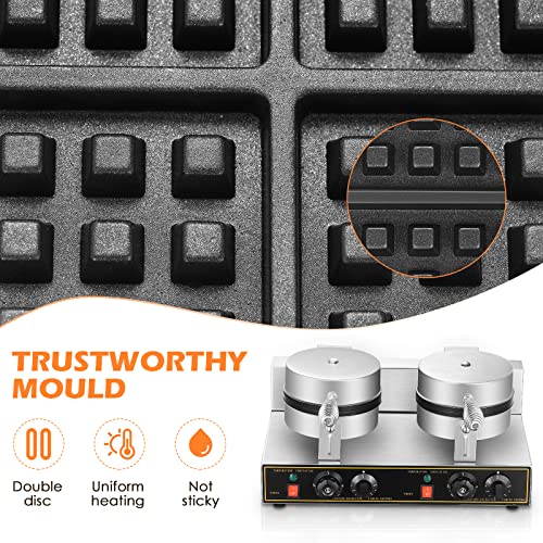 MATHOWAL 2400W Commercial Waffle Maker Double Waffle Irons Electric Nonstick Muffin Machine Suitable for Home，Snack Bar and Restaurant |US Warehouse