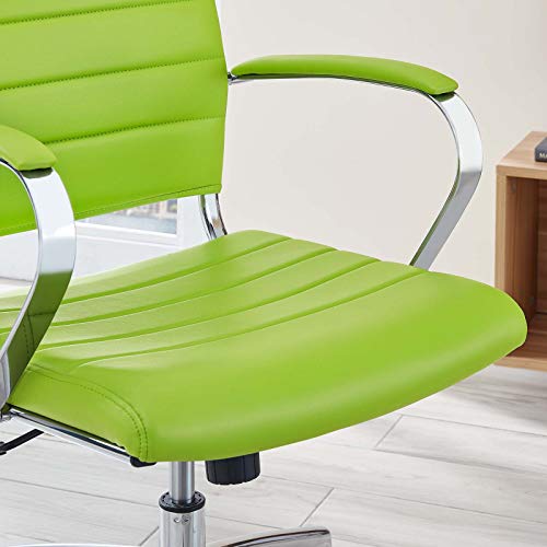 Modway Jive Ribbed High Back Tall Executive Swivel Office Chair With Arms In Bright Green