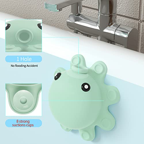 Bathtub Overflow Drain Cover Tub - Silicone Bathroom Overflow Drain Cover, Bath Tub Overflow Cover, Bathroom Spa Accessories, Adds Inches of Water for Deeper&Warmer Bath,Aqua Green